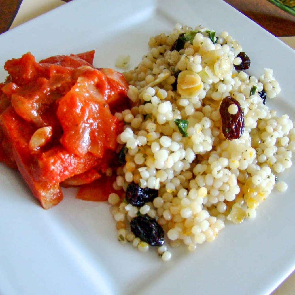 Pearl Couscous With Almond And Raisins- The Bossy Kitchen