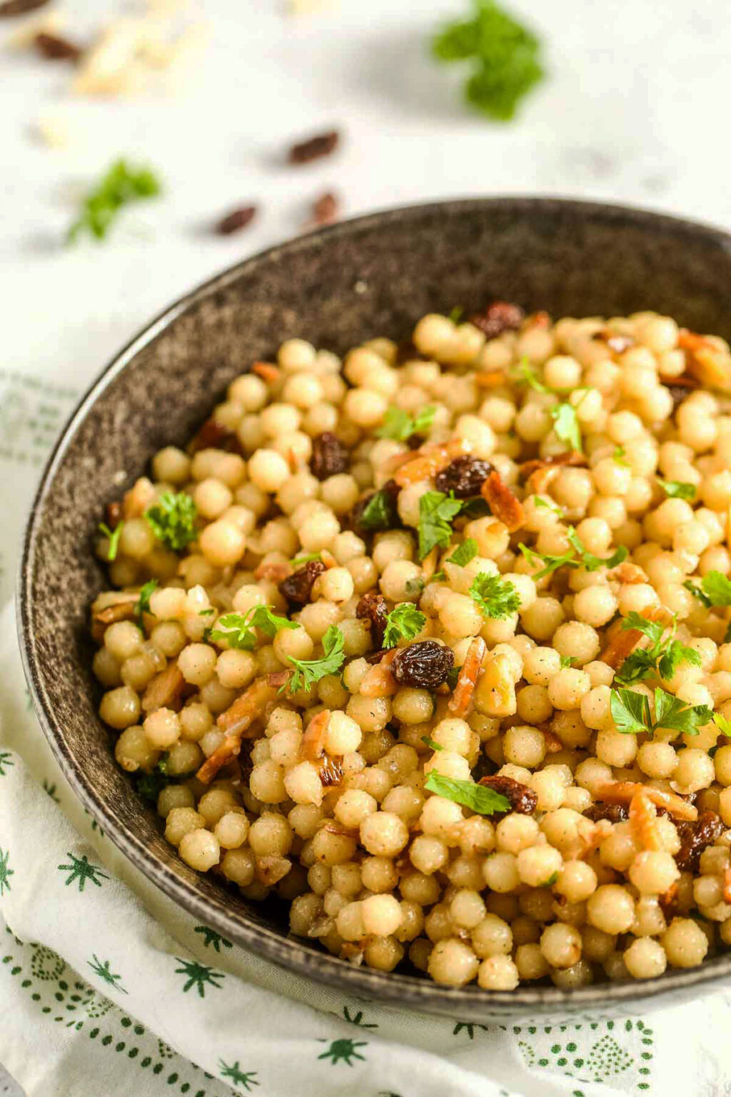 Pearl Couscous With Almonds And Raisins – The Bossy Kitchen