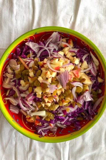 Apple Walnuts And Raisins Red Cabbage Salad- The Bossy Kitchen