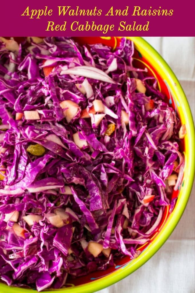 Apple Walnuts And Raisins Red Cabbage Salad- The Bossy Kitchen