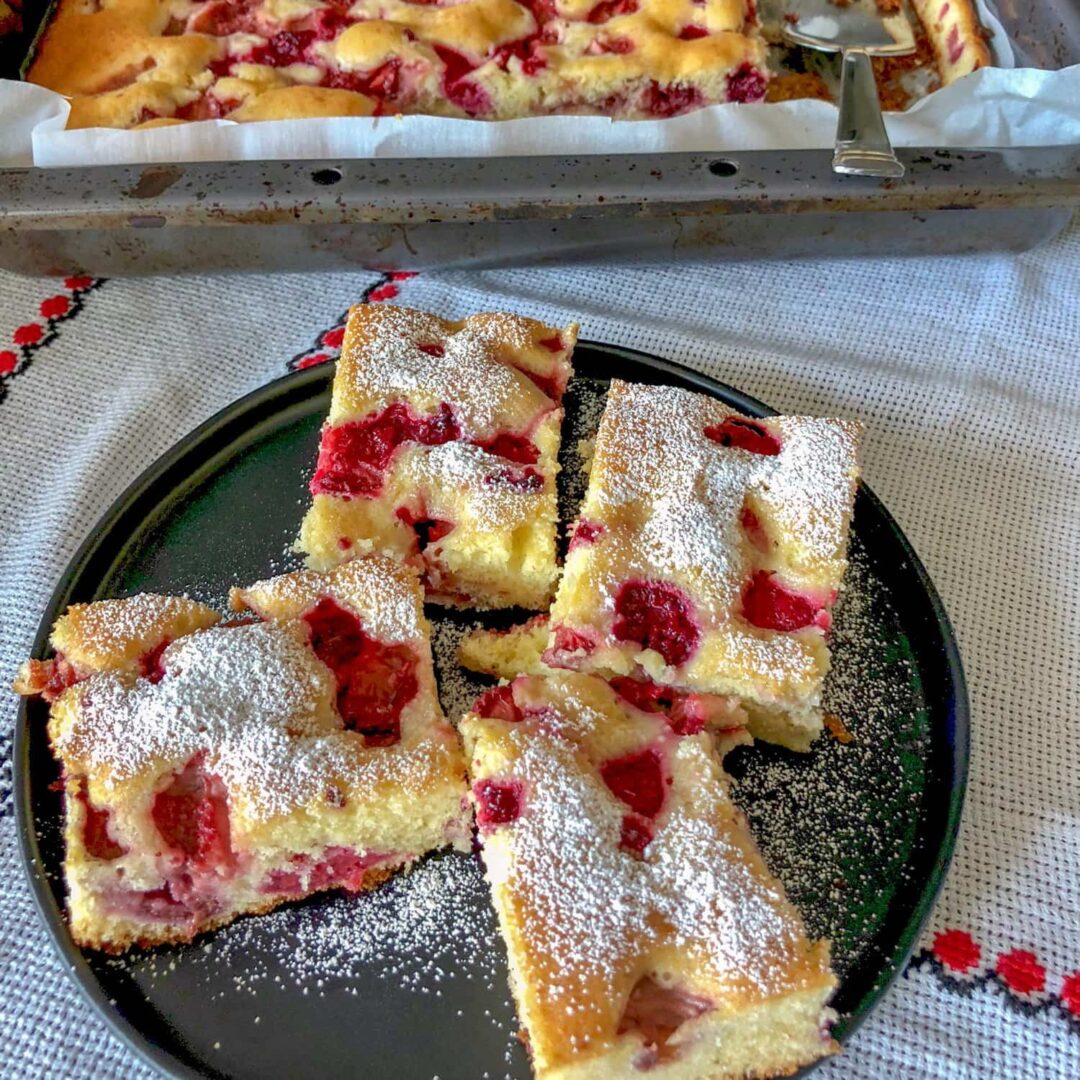 Romanian Fruit Coffee Cake(Pandispan cu fructe)- The Bossy Kitchen