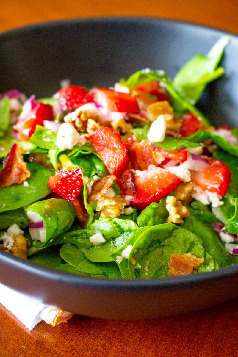 Spinach Strawberry Salad With Walnuts And Feta Cheese