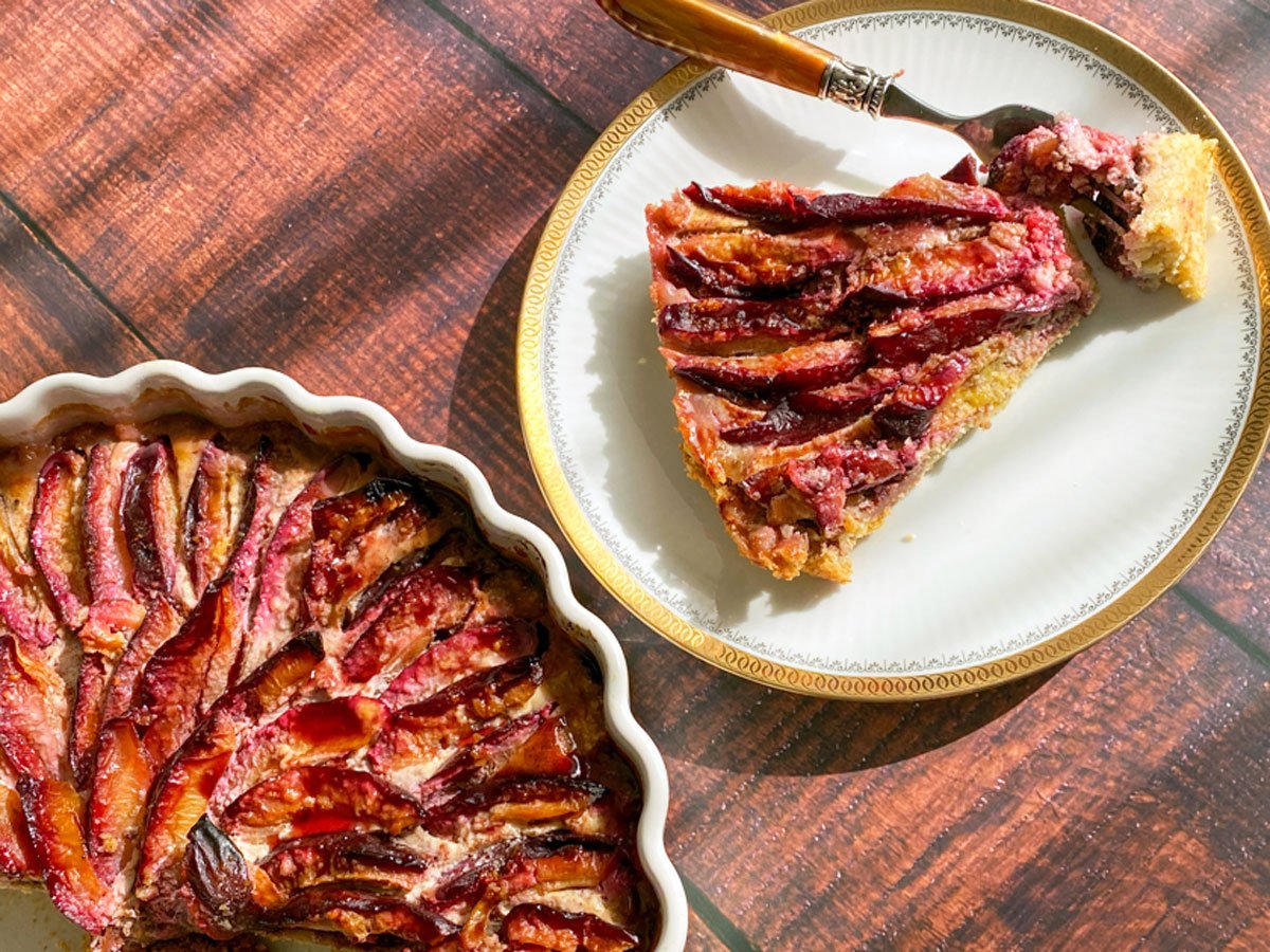 Plum Custard Tart Recipe- The Bossy Kitchen