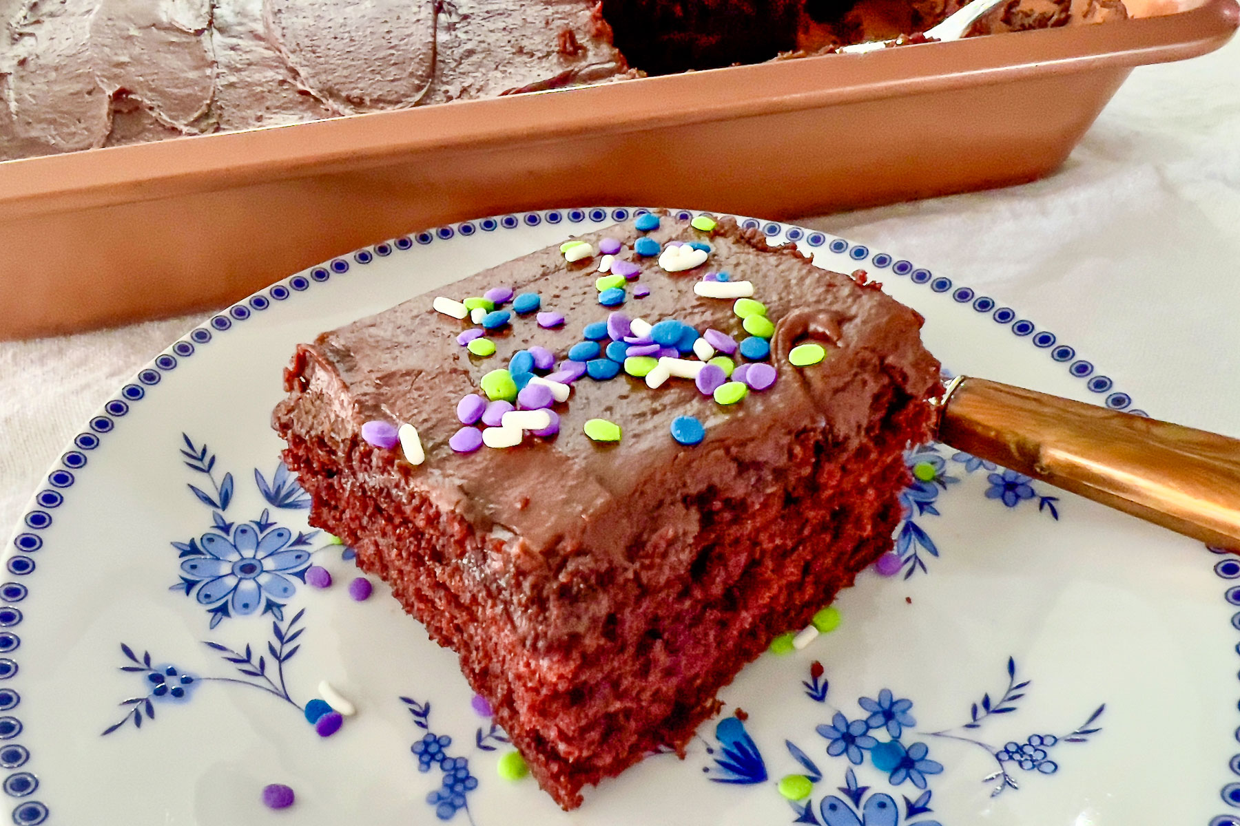 Wacky Cake Recipe With Chocolate Icing- The Bossy Kitchen
